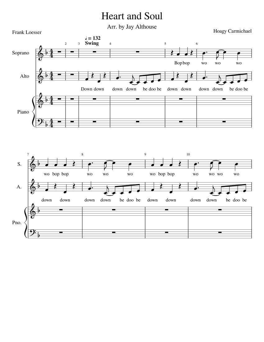 Heart and Soul Sheet Music for Piano, Soprano, Alto (Mixed Trio ...