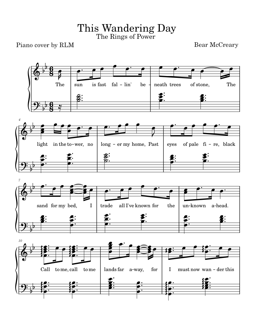 This Wandering Day – Bear McCreary – The Rings of Power Sheet Music for ...