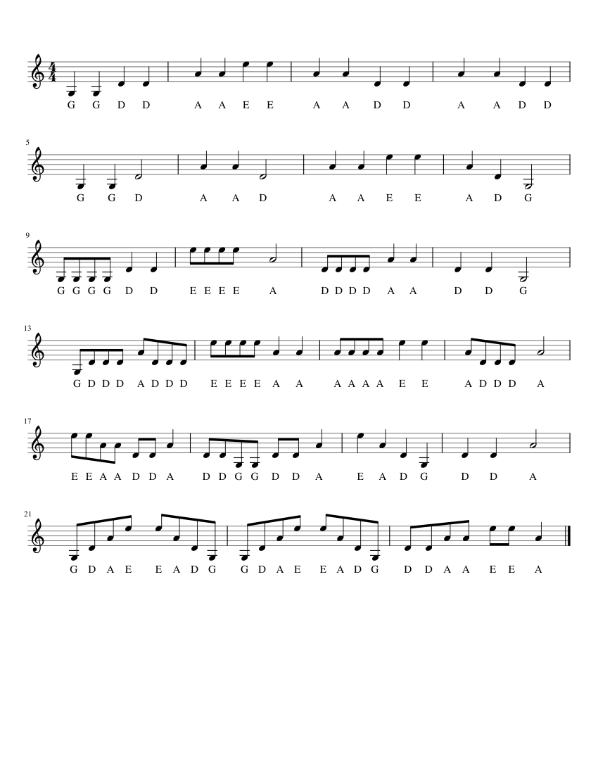 Open Strings Exercises With String Letters Sheet music for Violin ...