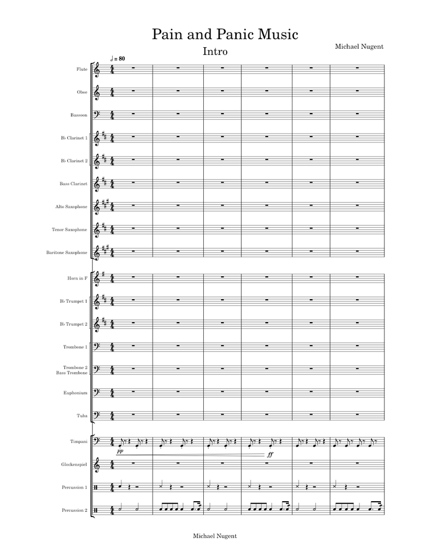 Pain And Panic Music Sheet music for Trombone, Euphonium, Tuba, Flute ...