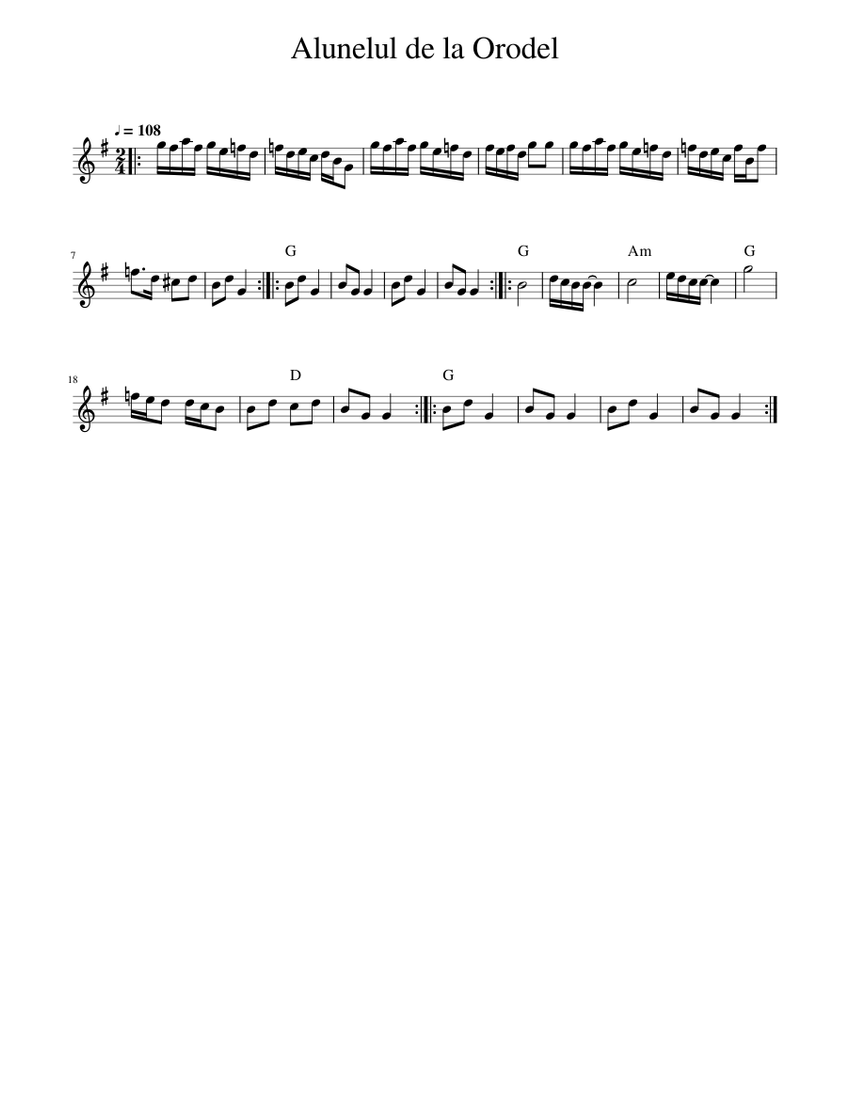 Alunelul de la Orodel Sheet Music for Erhu (Solo) | MuseScore.com