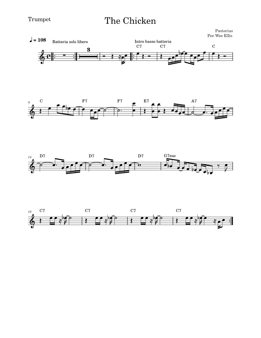 The chicken – Jaco Pastorius Sheet music for Trumpet in b-flat (Solo ...