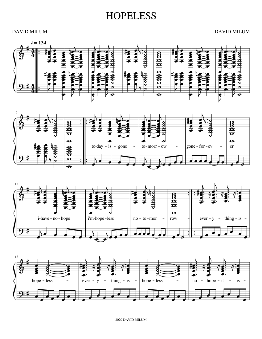 HOPELESS Sheet music for Piano (Solo) | Musescore.com