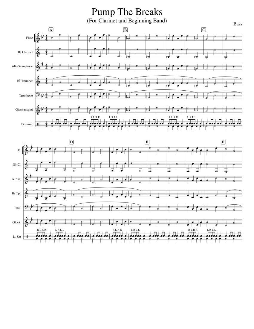 Pump The Breaks Sheet music for Trombone, Flute, Clarinet in b-flat ...