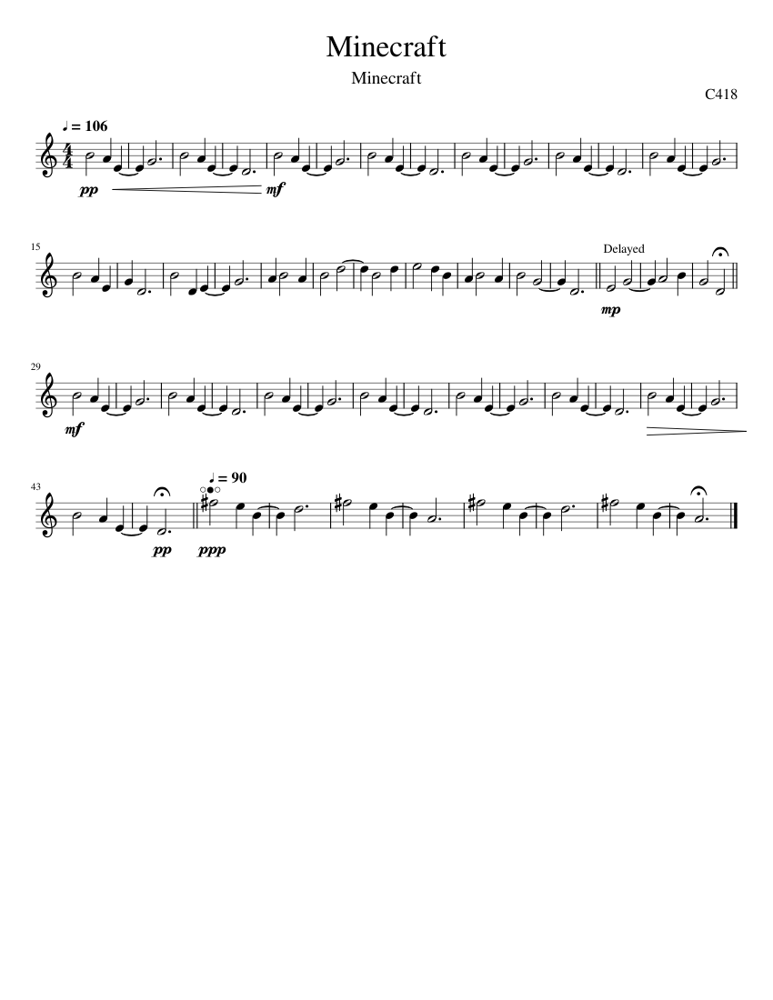 Minecraft Sheet Music for Trumpet in b-flat (Solo) | MuseScore.com