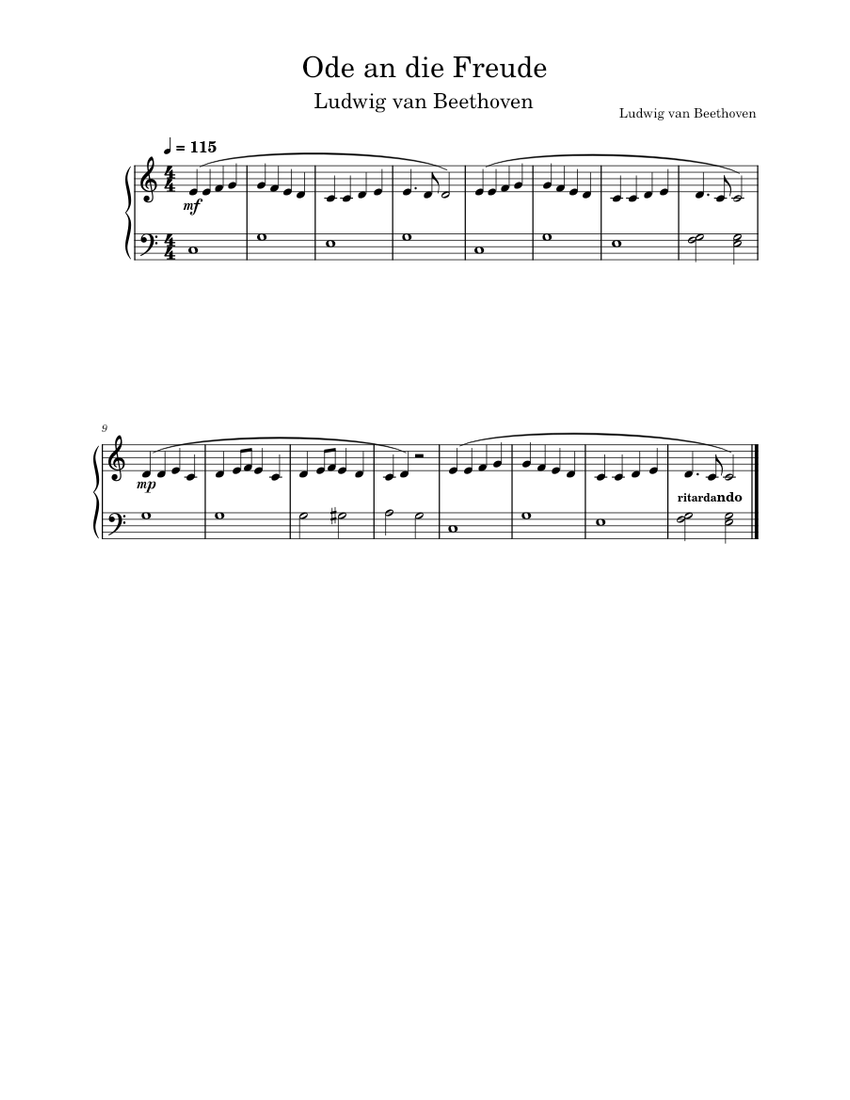 Ode an die Freude – Ludwig van Beethoven Ode an die Freude Sheet music ...
