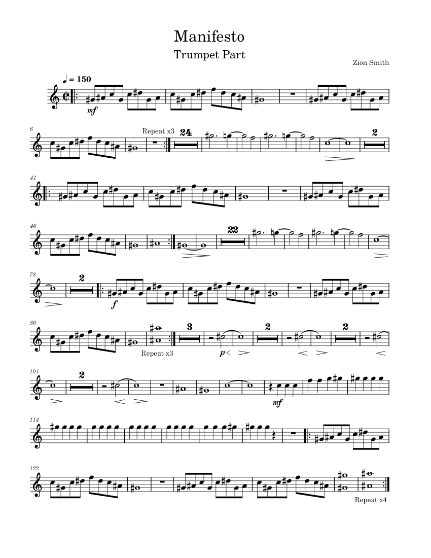 Manifesto - Trumpet Part Sheet Music for Trumpet in b-flat (Solo) | MuseScore.com