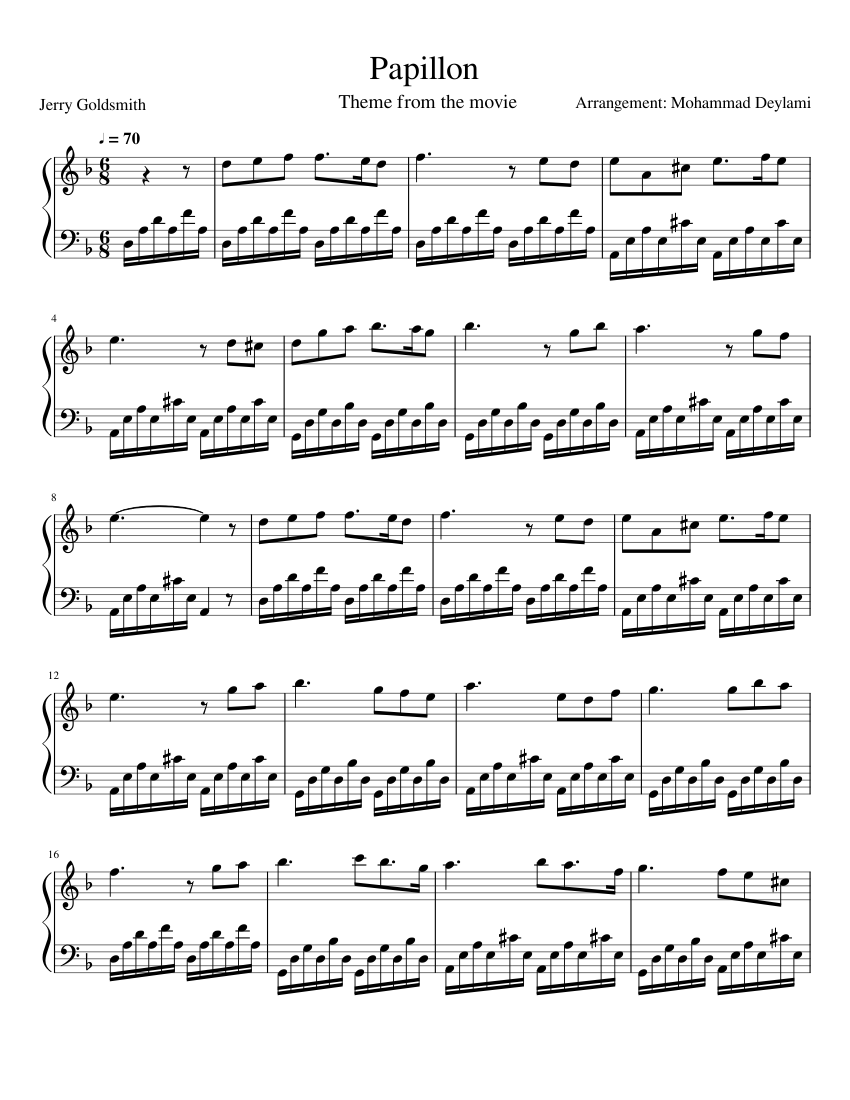 Papillon Sheet Music for Piano (Solo) easy | MuseScore.com