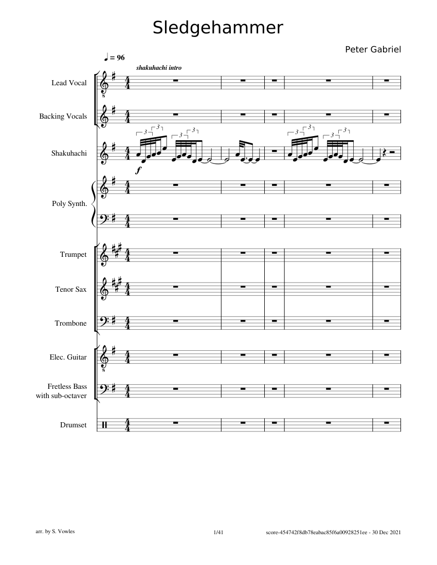 Sledgehammer (Peter Gabriel) Sheet Music with Chords for Trombone ...
