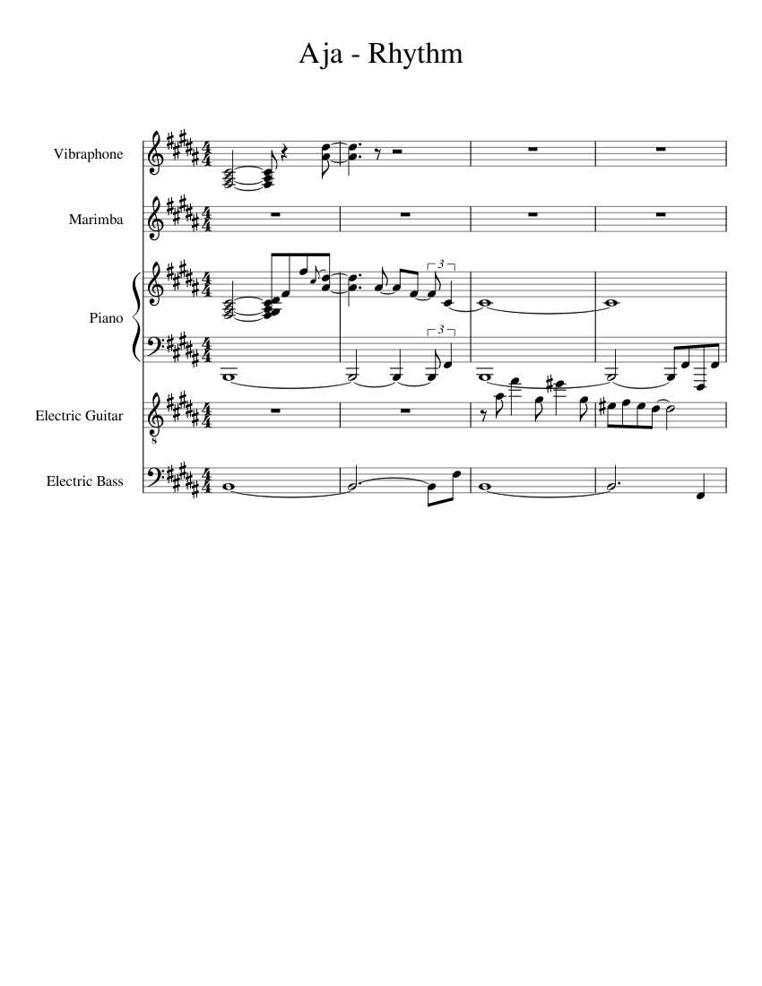Aja Rhytm Sheet music for Piano, Vibraphone, Guitar, Bass guitar & more ...