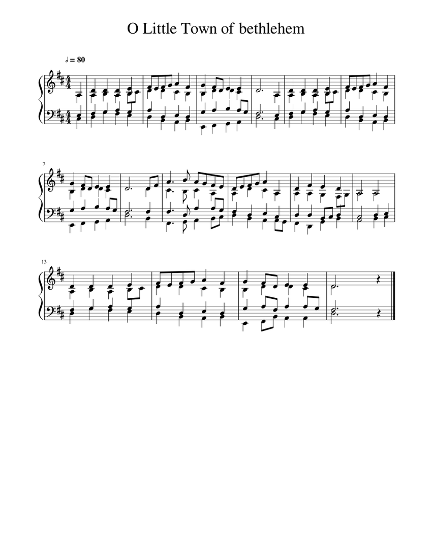 O Little Town of bethlehem Sheet music for Piano (Solo) Easy ...