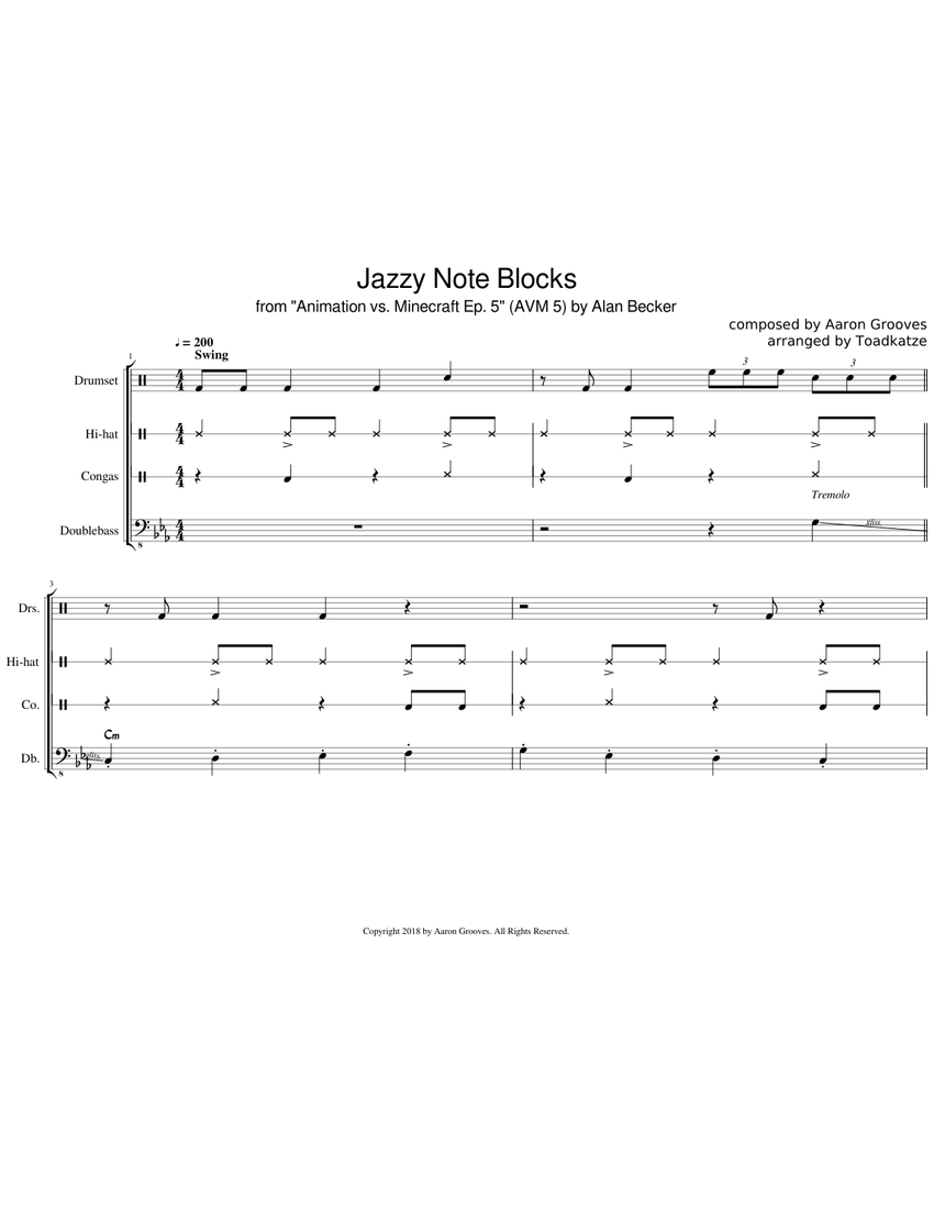Jazzy Note Blocks Sheet Music for Piano, Organ, Flute, Contrabass ...