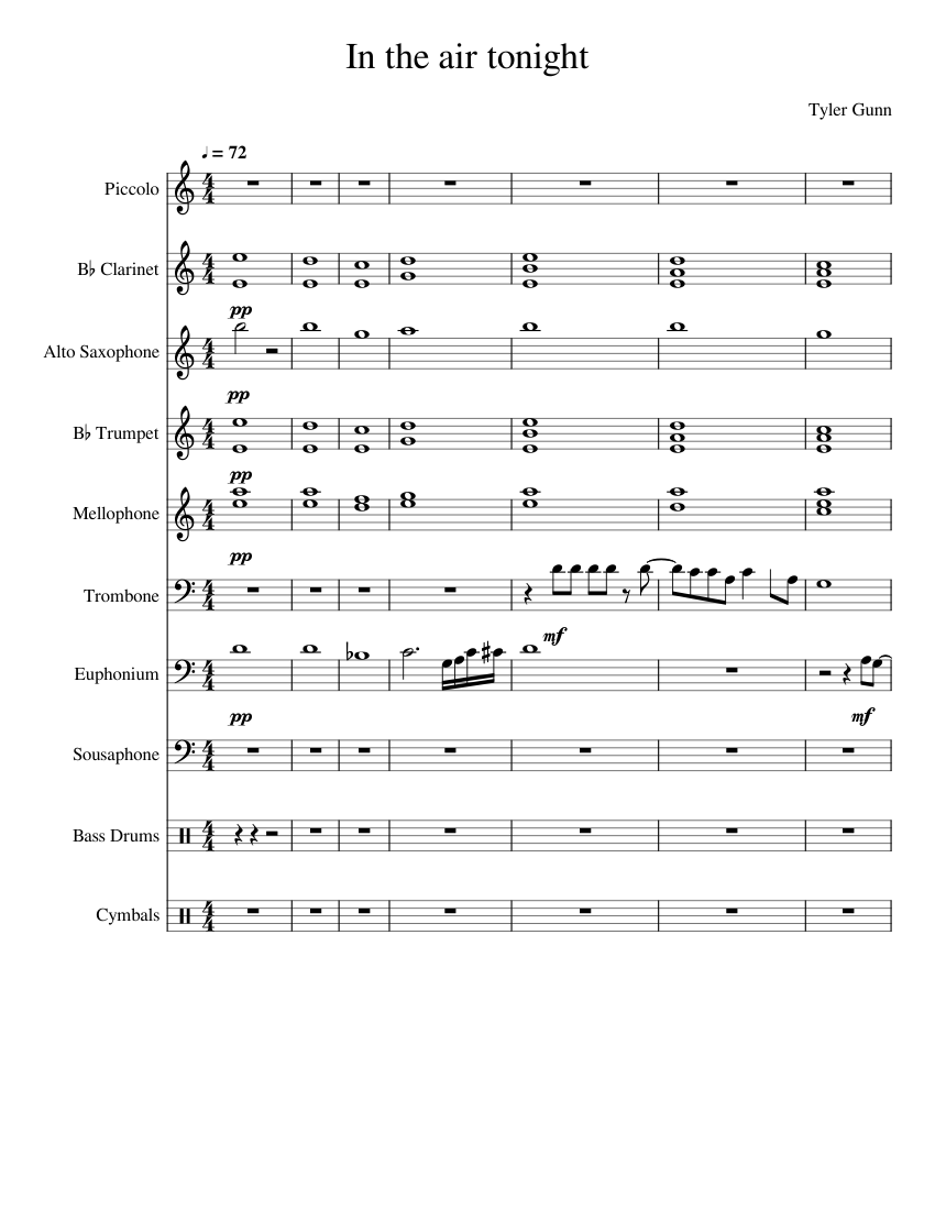 In_the_air_tonight Sheet music for Trombone, Euphonium, Mellophone, Flute piccolo & more ...