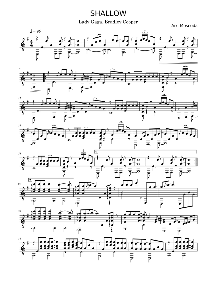 Shallow ohne Tabs Sheet Music with Chords for Guitar (Solo) | MuseScore.com