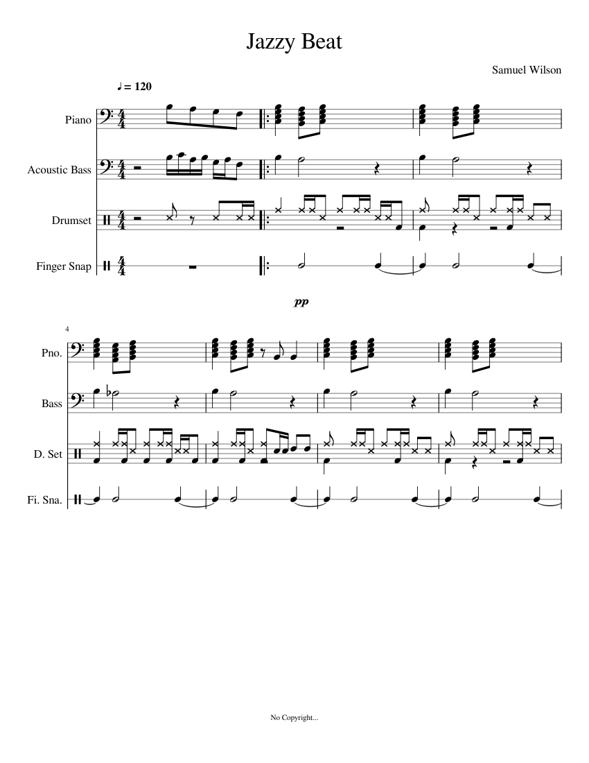 Jazz Ensemble Sheet music for Piano, Bass guitar, Drum group, Snap ...
