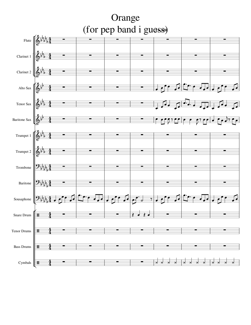 Orange Sheet music for Trombone, Flute, Clarinet in b-flat, Saxophone ...