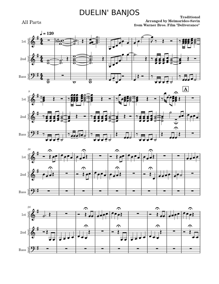 Dueling banjos Combined – Deliverance Sheet Music for Accordion (Piano Trio) | MuseScore.com