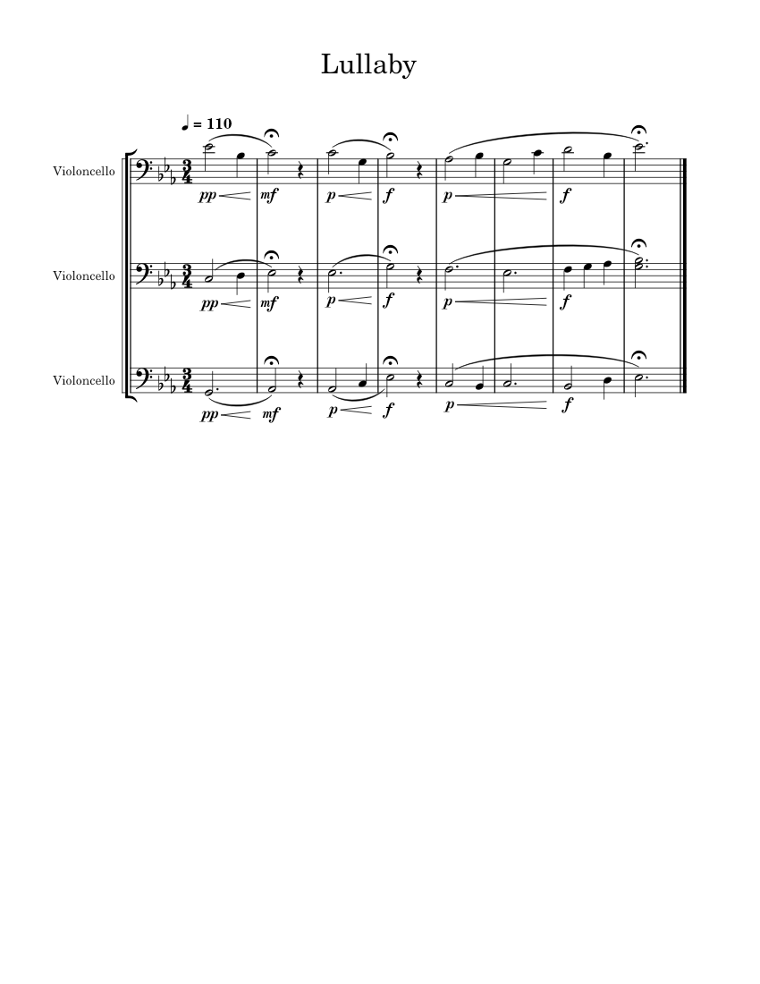 Lullaby Sheet music for Cello (Mixed Trio) | Musescore.com
