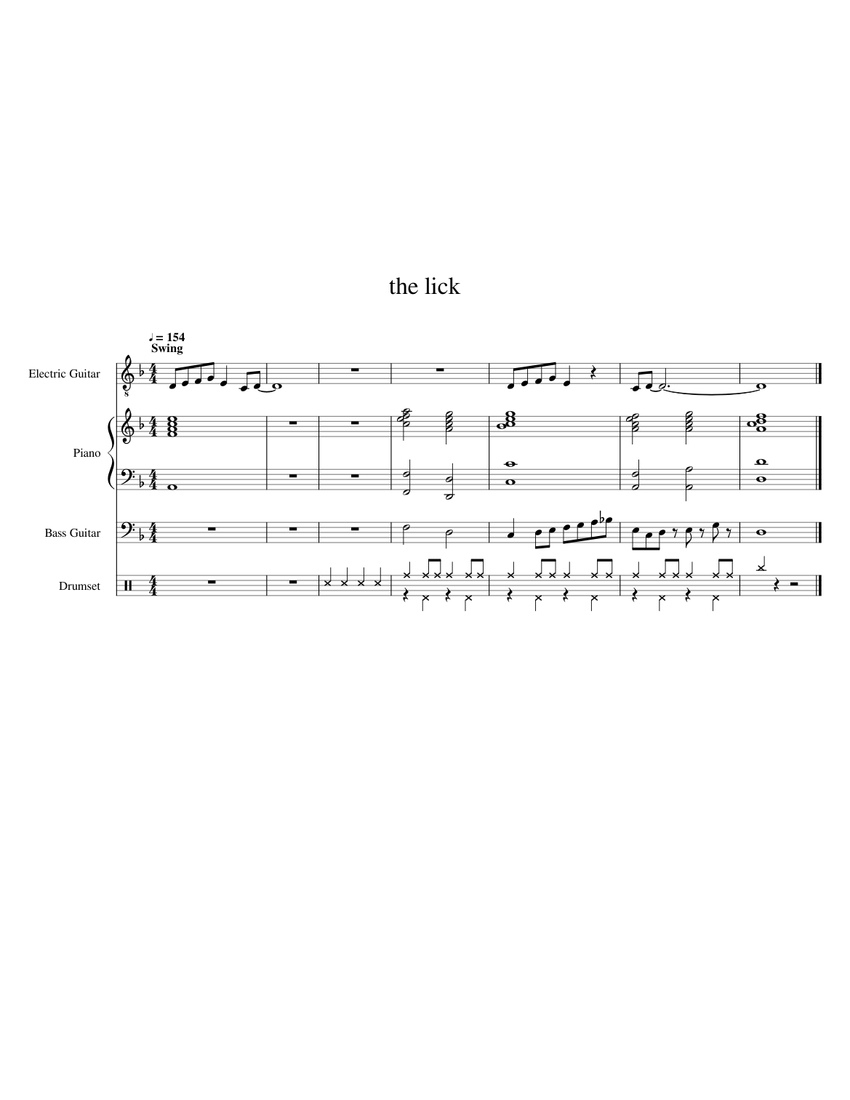 the lick Sheet music for Piano, Guitar, Bass guitar, Drum group (Mixed ...