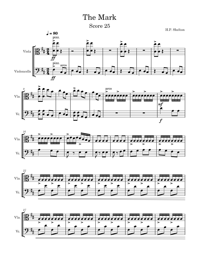 The Mark Sheet music for Viola, Cello (String Duet) | Musescore.com