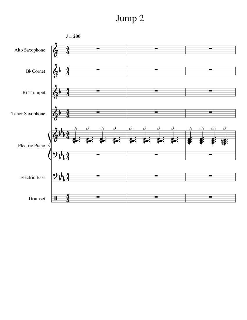 Jump !!!! Sheet music for Piano, Cornet, Saxophone alto, Saxophone ...
