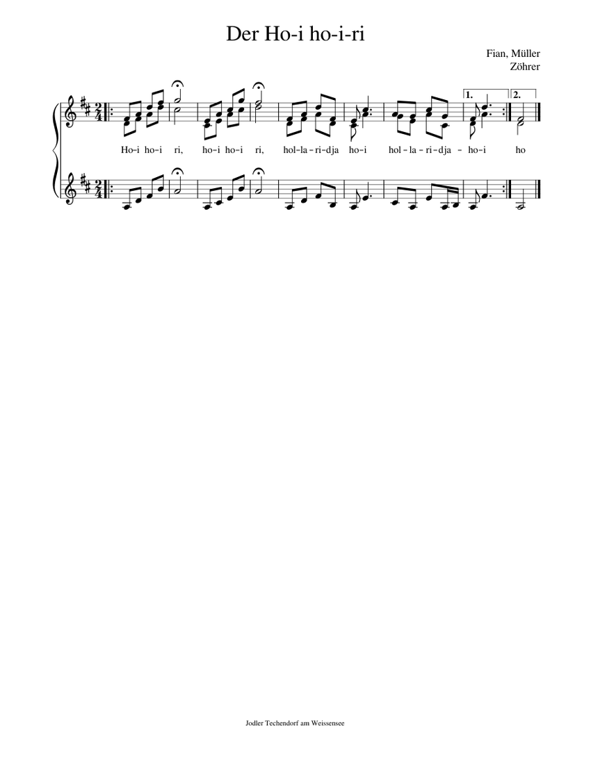 Der Ho-i ho-i-ri Sheet music for Piano (Solo) | Musescore.com