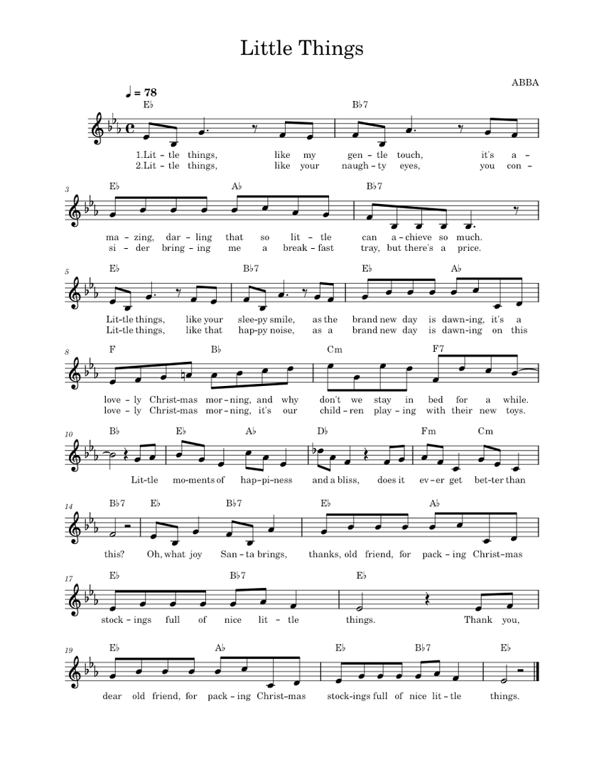 ABBA – Little Things Sheet Music for Piano (Solo) Easy | MuseScore.com
