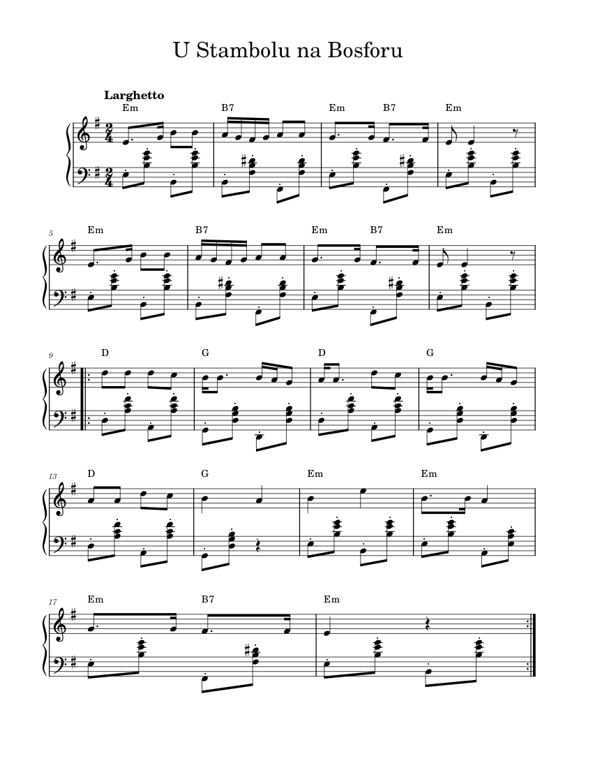 Sevdalinka – Zaim Imamović U Stambolu na Bosforu Sheet Music for ...