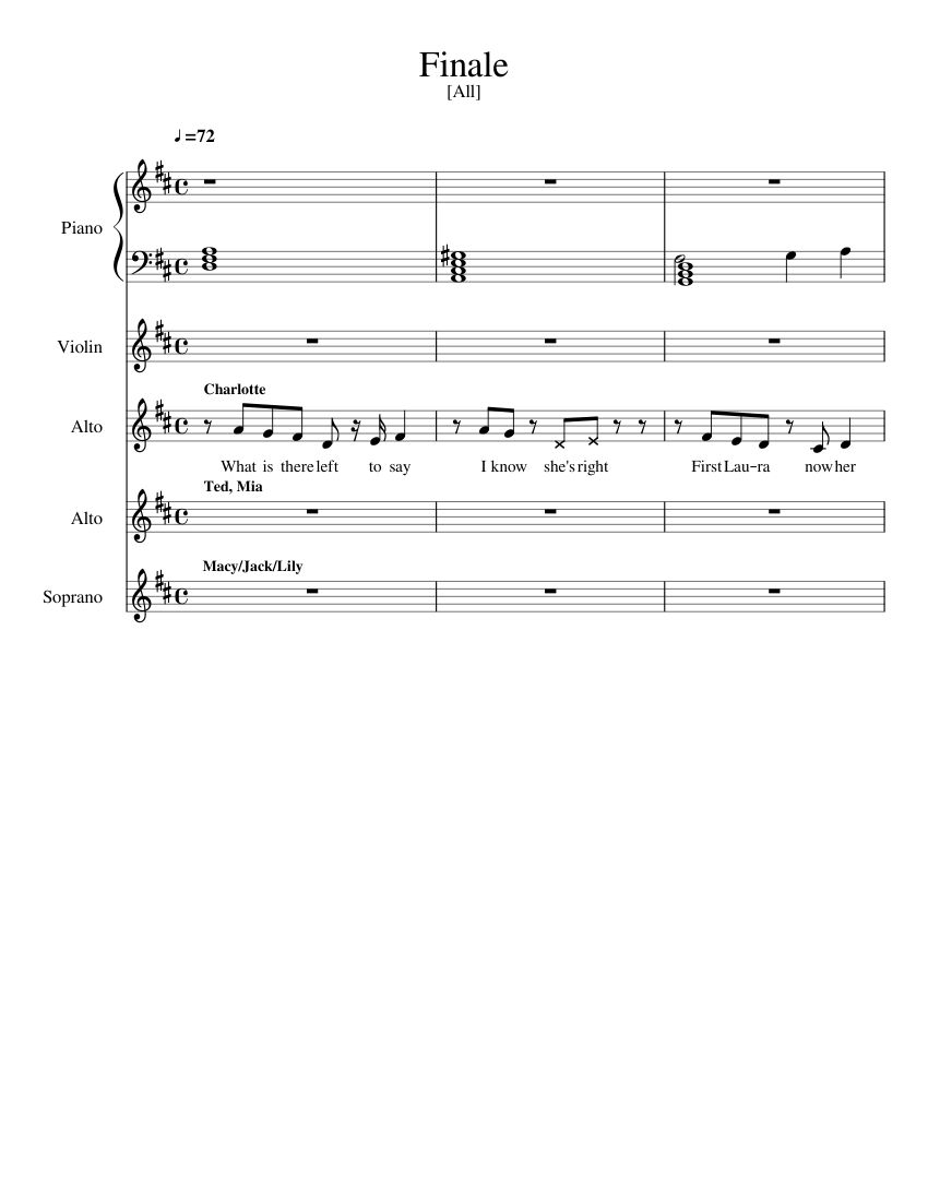 Finale Sheet music for Piano, Soprano, Alto, Violin (Mixed Quintet ...