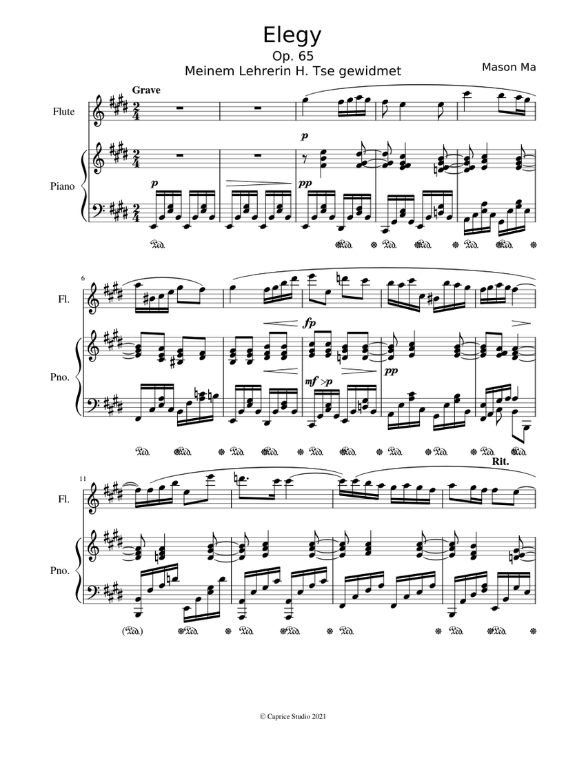 Elegy Sheet music for Piano, Flute (Solo) | Musescore.com