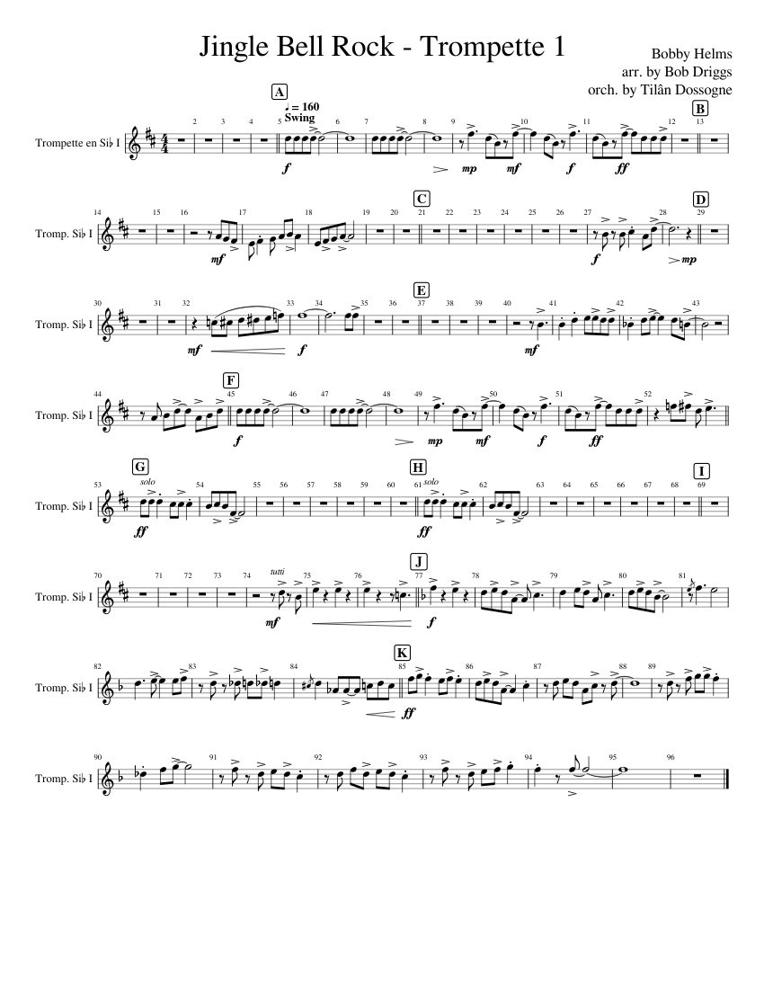 Jingle Bell Rock - Trompette 1 Sheet Music for Trumpet in b-flat ...