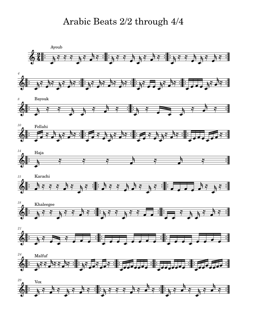 Arabic Beats 2/2 to 4/4 Sheet music for Piano (Solo) Easy | Musescore.com