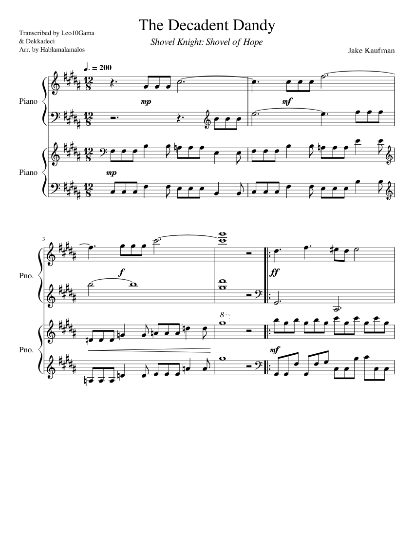 The Decadent Dandy Sheet music for Piano (Piano Duo) | Musescore.com
