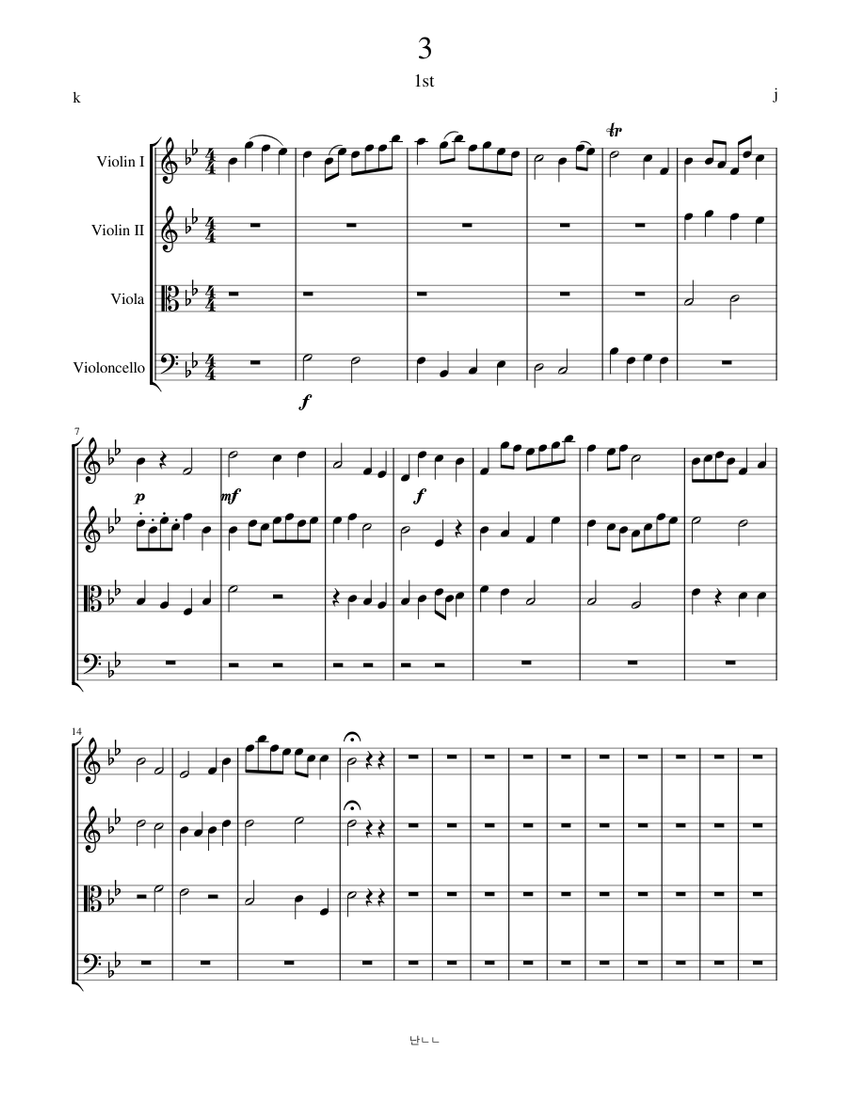 musescore1 Sheet music for Violin, Viola, Cello (String Quartet ...