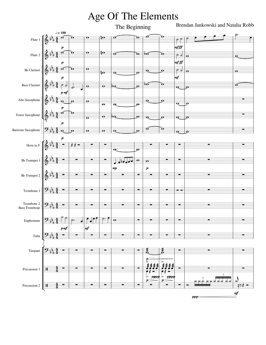 Age Of The Elements Sheet Music for Trombone, Euphonium, Tuba, Flute ...