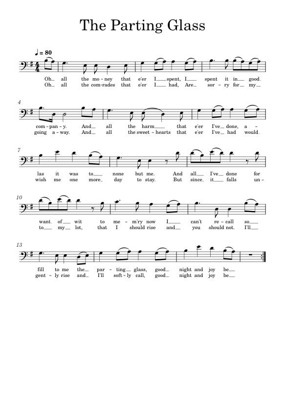 The parting glass – Misc Traditional The Parting Glass cello bass ...