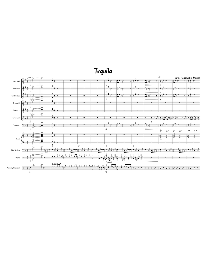Tequila little big band Sheet Music with Chords for Piano, Trombone ...
