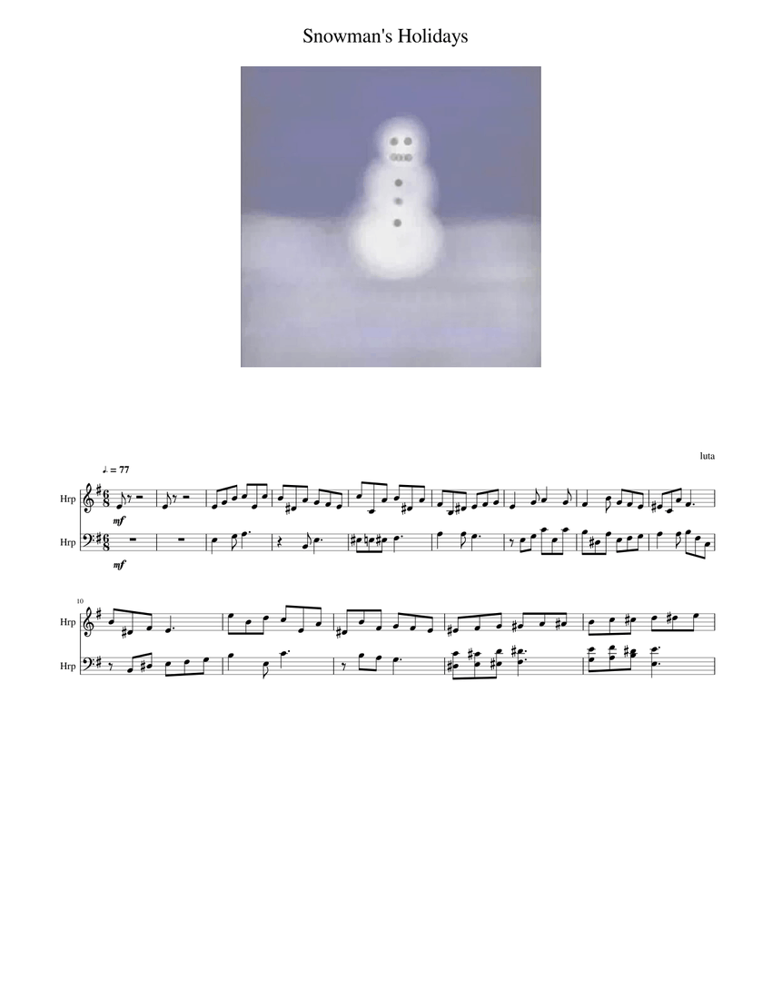 Snowman's Holidays Sheet music for Harp, Recorder, Synthesizer (Mixed ...