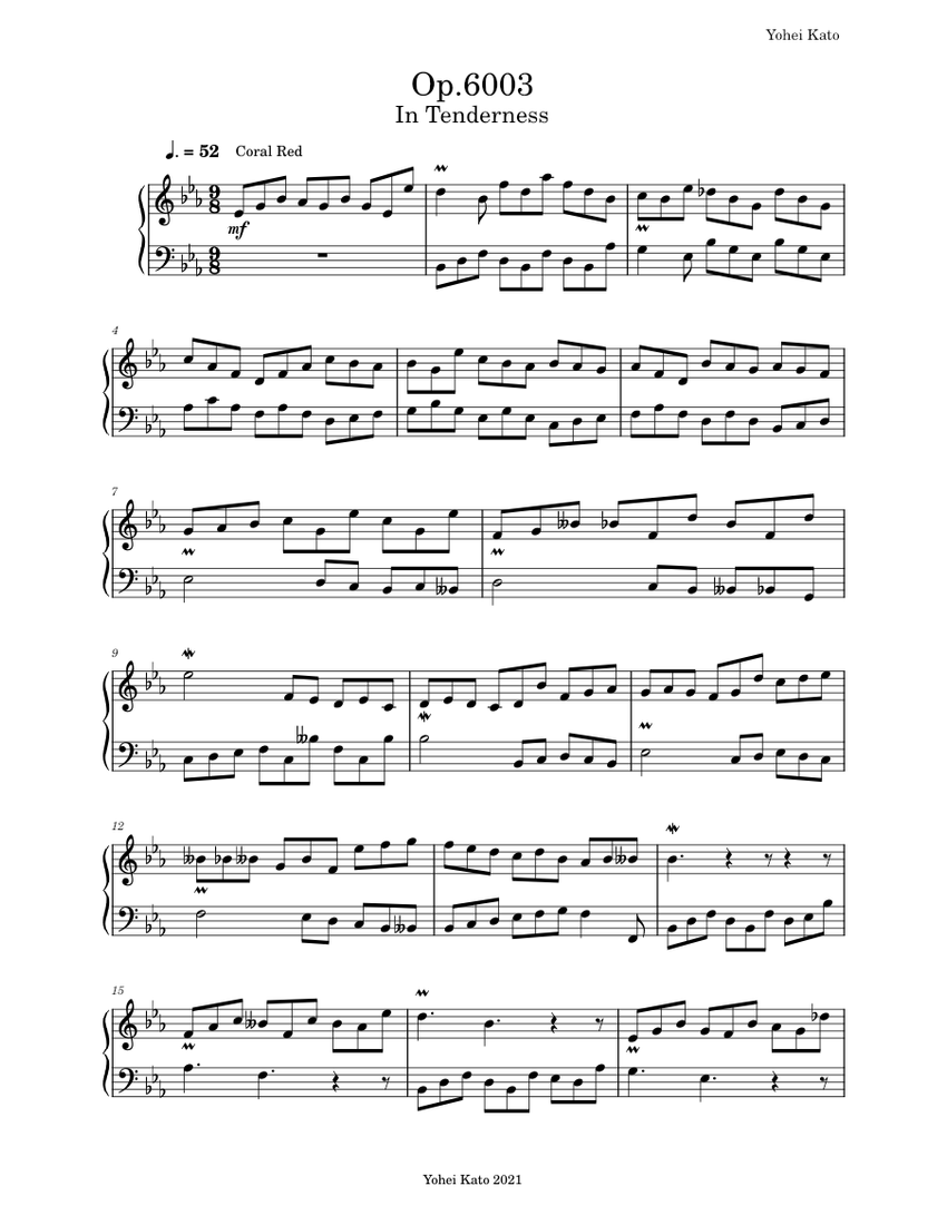 Op.6003 In Tenderness Sheet music for Piano (Solo) | Musescore.com