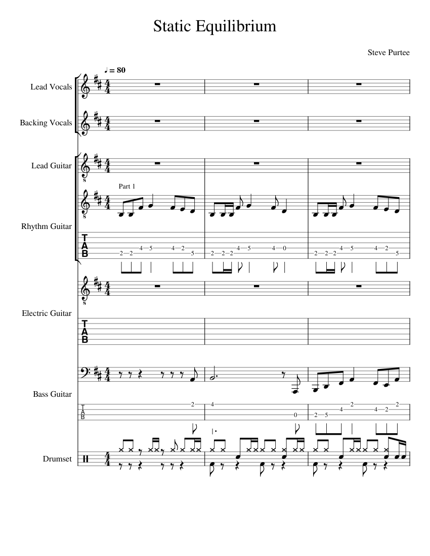 Static Equilibrium Sheet music for Vocals, Guitar, Bass guitar, Drum ...