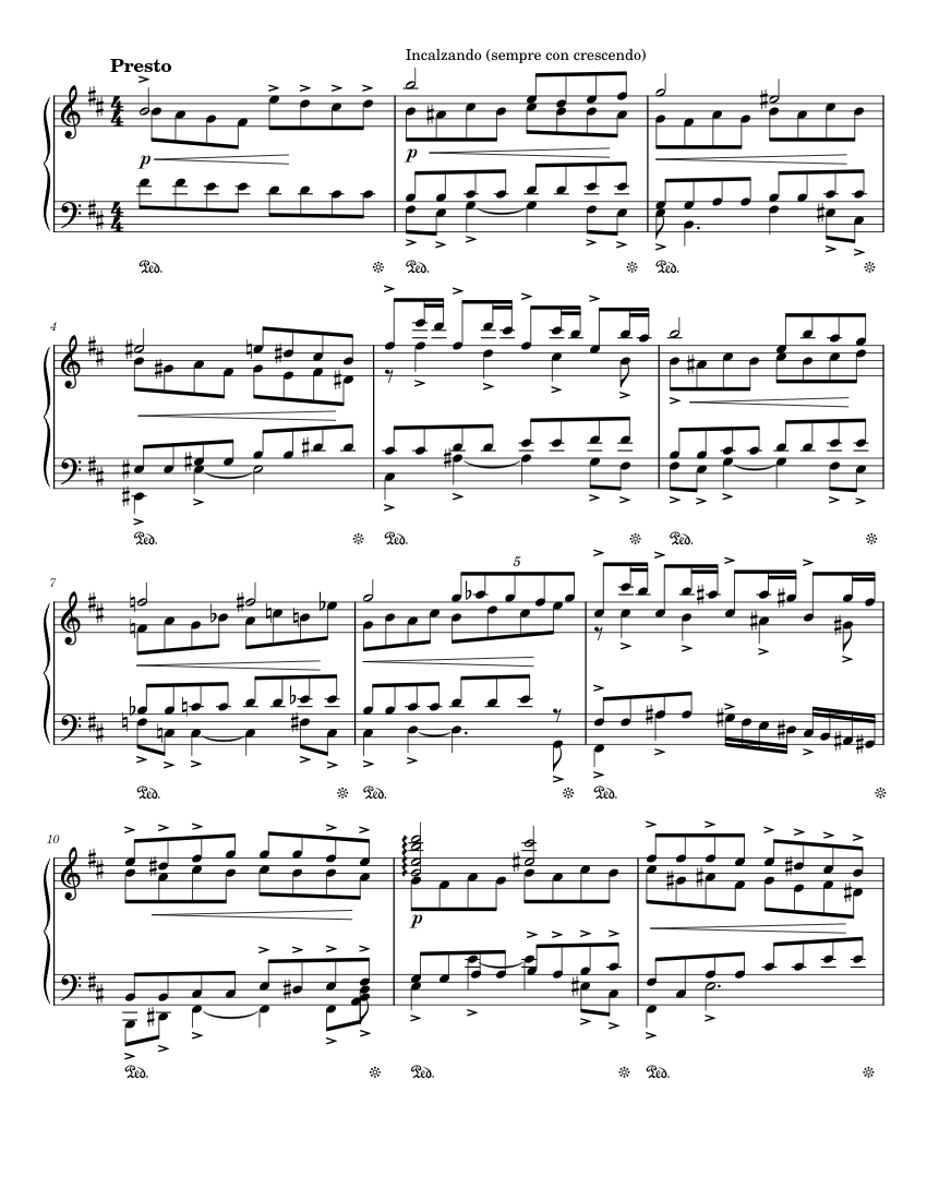 Prelude Op. 1 No. 6 in B Minor - Presto Sheet Music for Piano (Solo ...