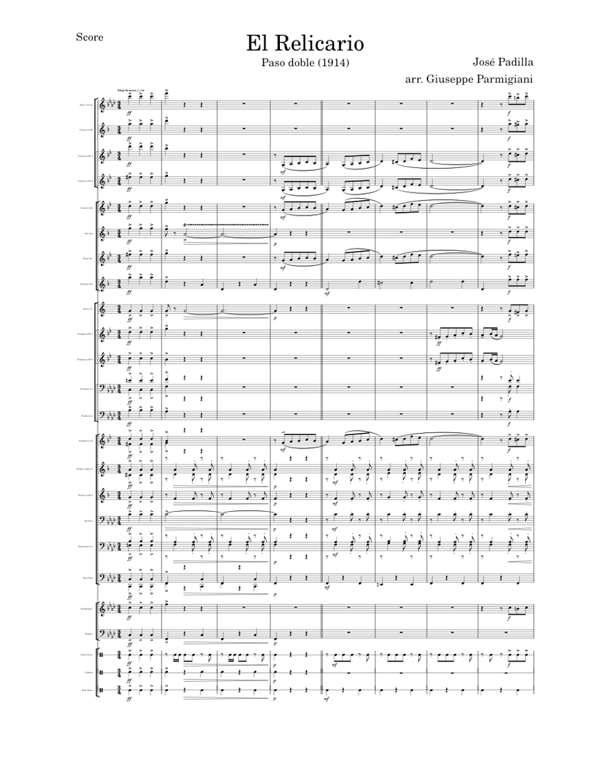 El Relicario (Paso doble, 1914) – José Padilla [Banda] Sheet Music for ...