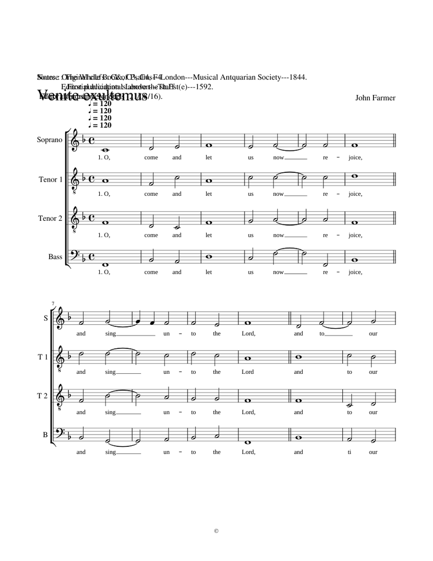 Venite exultemus - John Farmer Sheet music for Bass guitar (Solo ...