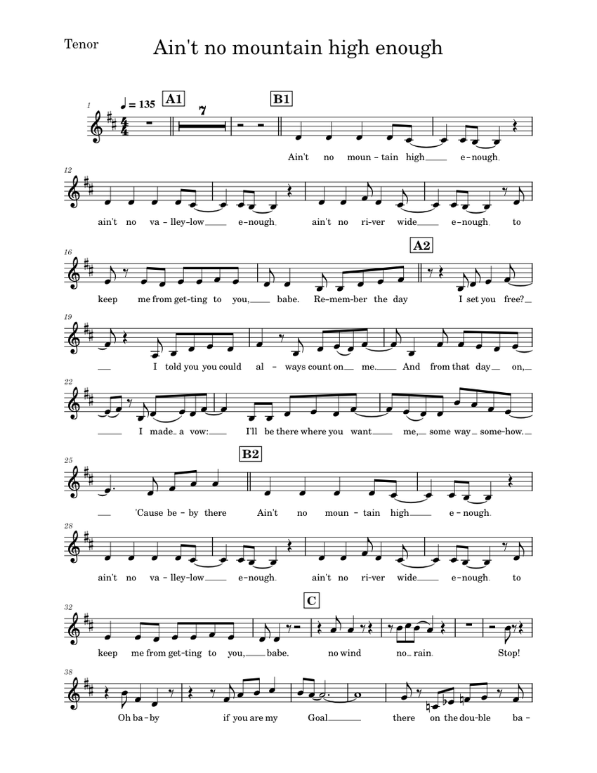 Aint no mountain high enough -Tenor Sheet music for Piano (Solo) | Musescore.com