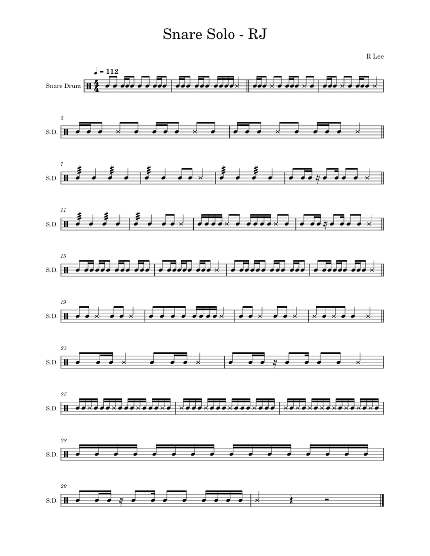 Snare Solo -RJ - piano tutorial