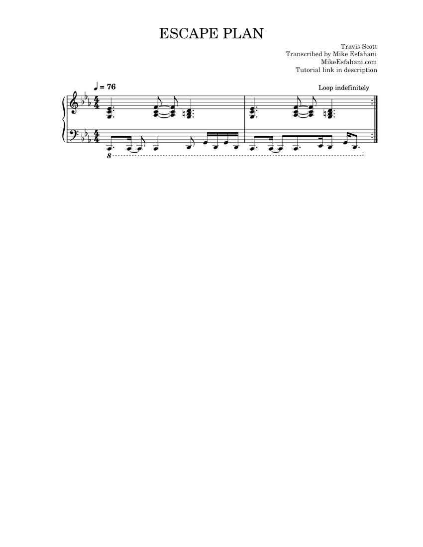 ESCAPE PLAN - Travis Scott Sheet Music for Piano (Solo) Easy ...