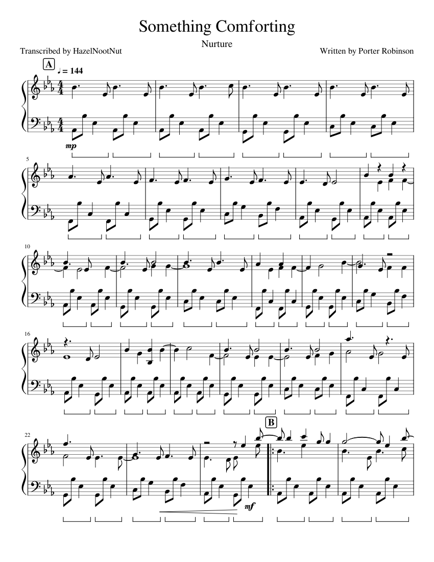 Porter Robinson - Something Comforting Sheet Music for Piano (Solo ...