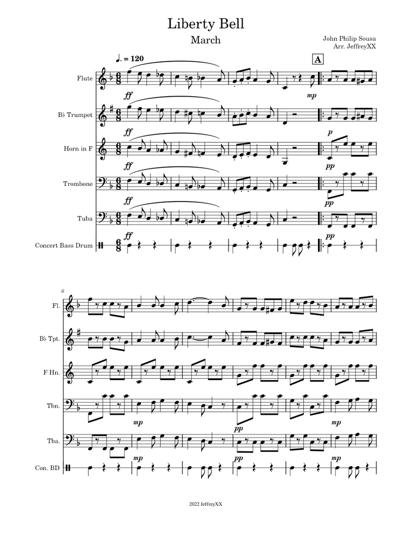 Liberty Bell March – John Philip Sousa Sheet music for Trombone, Tuba ...