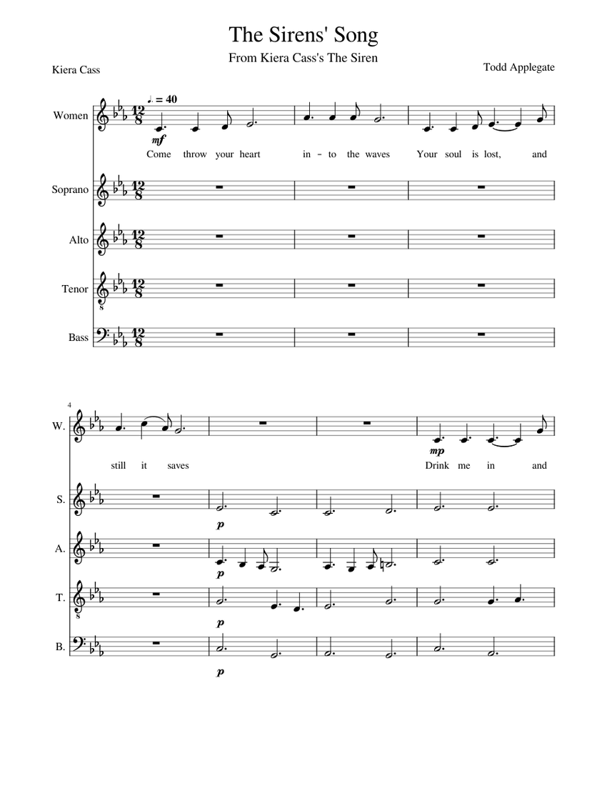 The Sirens Song Sheet music for Soprano, Alto, Tenor, Bass voice & more ...