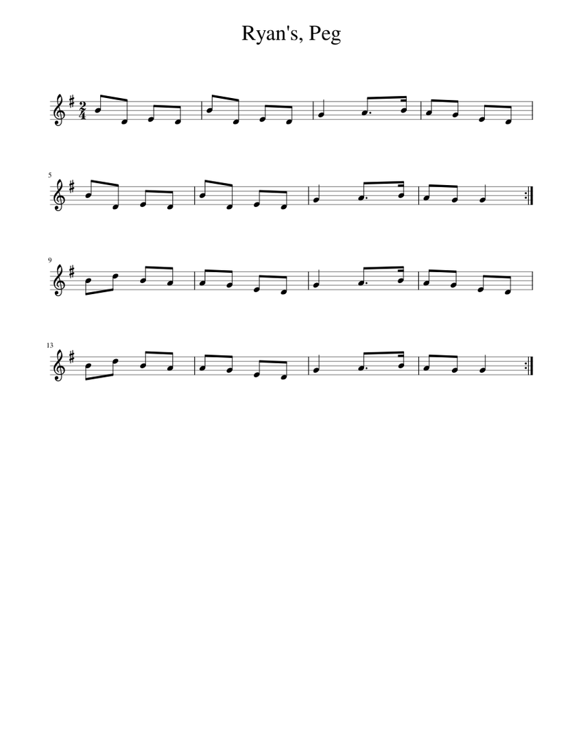 Ryan's, Peg Sheet music for Piano (Solo) Easy | Musescore.com